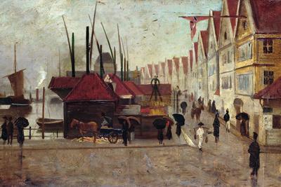 'The quay in Bergen, 1875' Giclee Print - Frederik Collett | Art.com