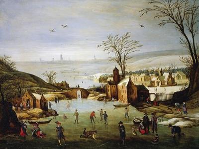 Frozen Lake, Landscape 1600-1620, Flemish Painting Giclee Print | Art.com