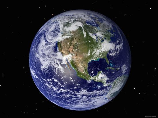 Full Earth Showing North America (With Stars) Photographic Print by ...