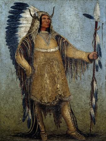 Full Length Portrait of a Native American Chief by School of George ...