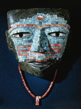 'Funeral Mask Covered by Turquoise and Red Shell Mosaic. Artefact from ...