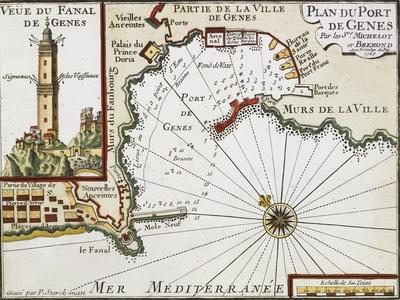 'Genoa Harbor, Map from the Portolan Charts of the Mediterranean Sea ...