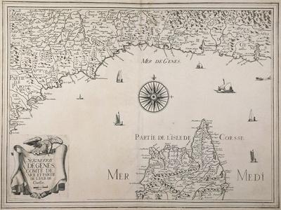 Genoa Signoria, Nice County and Northern Corsica, Map Giclee Print ...