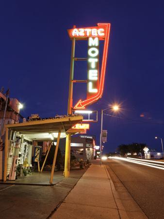 'Aztec Motel Neon Sign, Rt 66, Albuqurque, NM' Photographic Print ...