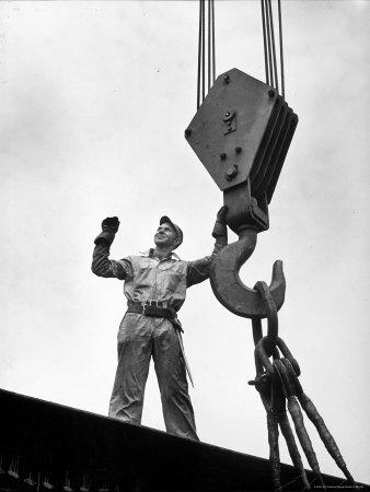 'Man Working as a Rigger During Building of a Ship' Photographic Print ...