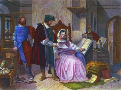 'German Inventor Johann Gutenberg and Wife with Print Material' Giclee ...