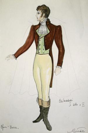 Costume Sketch by G Metelli for Role of Cavaradossi in First and Second ...