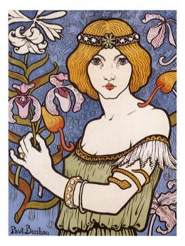 'Girl with Orchids, c.1895' Giclee Print - Paul Berthon | Art.com
