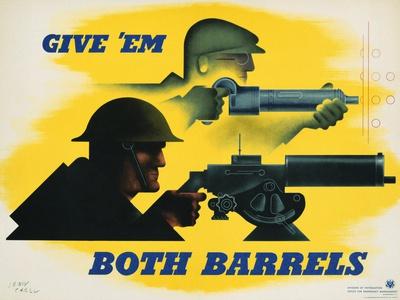 'Give 'Em Both Barrels Poster' Giclee Print - Jean Carlu | Art.com