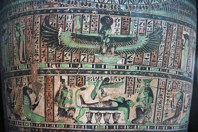 'Goddess Nut, Top, and Isis, Nephthys, Deceased and His Ba, Bottom ...
