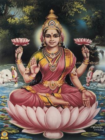 'Goddess Srhi Sentamarai Laximi, wife of Vishnu. Hindu art. - © Mariani ...