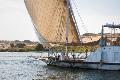 Dahabeah under sail, passenger river boat of the Lazuli fleet, sailing ...