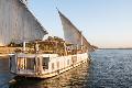 Dahabeah under sail, passenger river boat of the Lazuli fleet, sailing ...