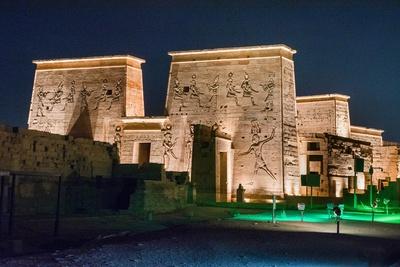 'Sound and light show at the Temple of Philae, Temple of Isis, Agilkia ...