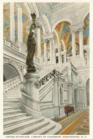 'Grand Staircase, Library of Congress, Washington D.C.' Art Print | Art.com