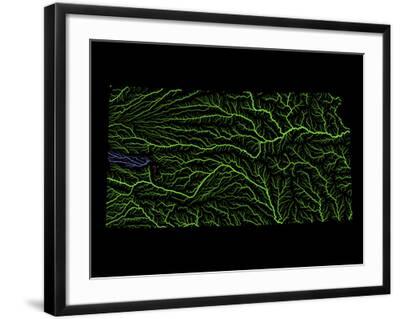 River Basins Of Kansas In Rainbow Colours Framed Giclee Print ...