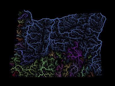 'River Basins Of Oregon In Rainbow Colours' Giclee Print - Grasshopper ...