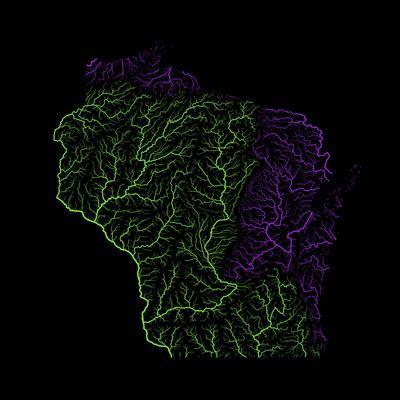 'River Basins Of Wisconsin In Rainbow Colours' Giclee Print ...