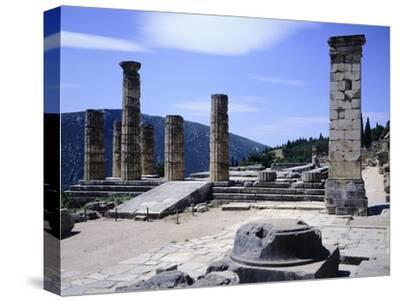 Greece, Delphi, Entrance of Temple of Apollo,4th Century BC, Ancient ...
