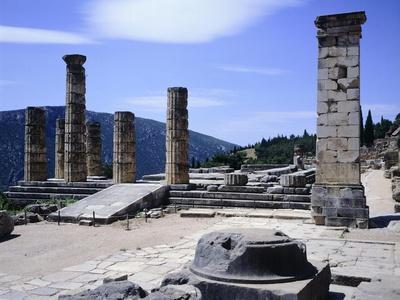 Greece, Delphi, Entrance of Temple of Apollo,4th Century BC, Ancient ...