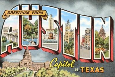 'Greetings from Austin, Capitol of Texas' Giclee Print | Art.com
