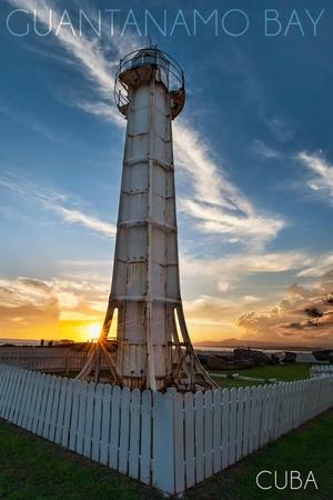 'Guantanamo Bay, Cuba - Sunset and Lighthouse' Art Print - Lantern ...