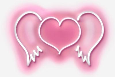 'Neon Heart Wings PW' Art Print - Hailey Carr | Art.com