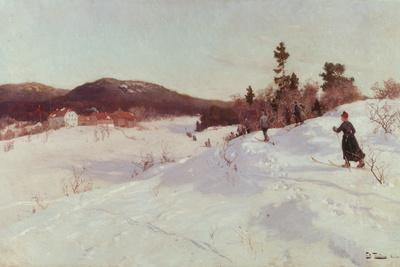 Winter with skier, 1891 Giclee Print - Halfdan Frithjof Strom | Art.com