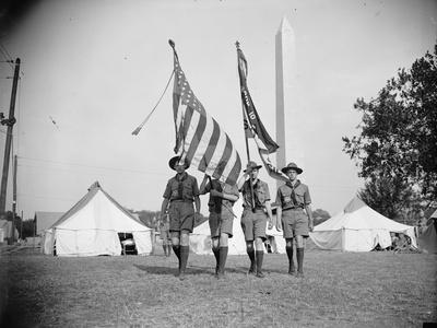 Four Marching Boy Scouts during National Jamboree with Washington ...