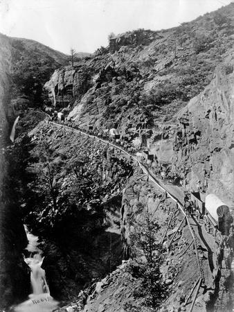 'Wagon Train on Ute Pass, C.1885-90 (B/W Photo)' Giclee Print - Harry ...