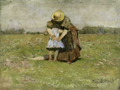 'In Mother's Arms (Wife and Daughter of the Artist in Dachau), 1886 ...