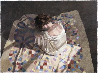 'Woman Sitting on a Quilt' Giclee Print - Helen J. Vaughn | Art.com