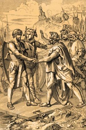 'Hengist and Horsa Coming Ashore with their Warriors' Giclee Print ...