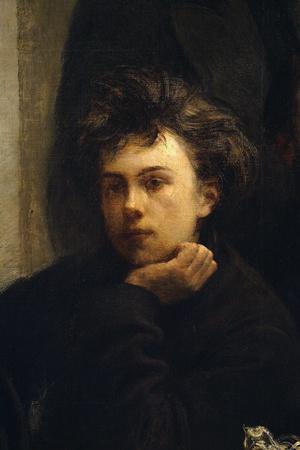 'A Corner Table, Detail. Portrait of Arthur Rimbaud (1854 - 1891), French Poet. Painting by ...