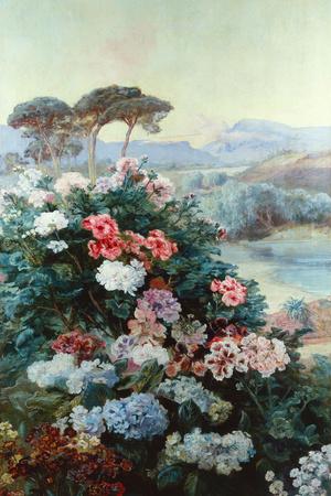 'Camellias and other Flowers in a Landscape' Giclee Print - Henry ...