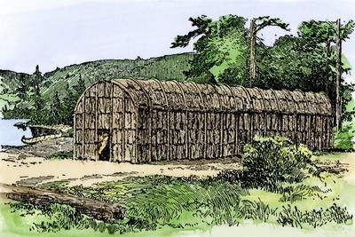 History of Indigenous Peoples: Longhouse of Iroquois Indians. Colourful ...