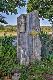 Spain, Galicia. Stone carving of a pilgrim along the Camino de Santiago ...