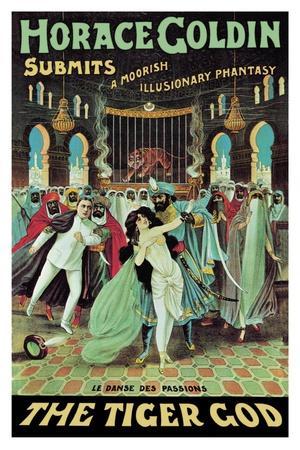'Horace Goldin, Magician: The Tiger God' Art Print | Art.com