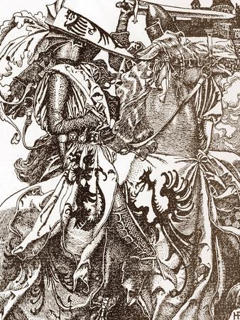 Sir Kay Breaks His Sword at a Tournament, Illustration from 'The Story ...