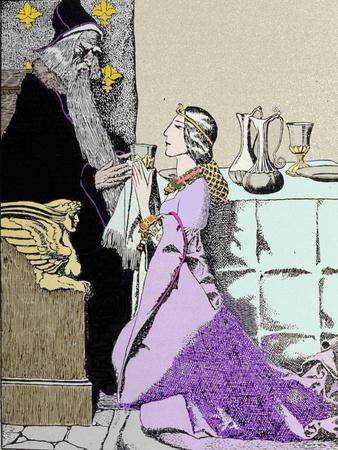 The Viviane Fee Captivates Merlin the Enchanter. Illustration by Howard ...