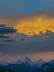 'USA, Wyoming. Dramatic sky at sunset over Grand Teton, west side of ...