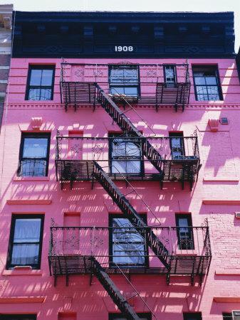 'Pink Facade and Stairs in Soho, New York, New York State, USA ...