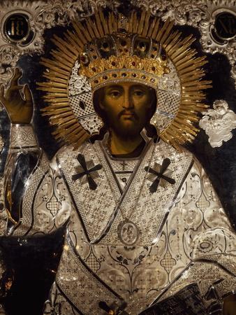 'Icon of Jesus Christ Decorated with Gold, Silver and Precious Stones ...