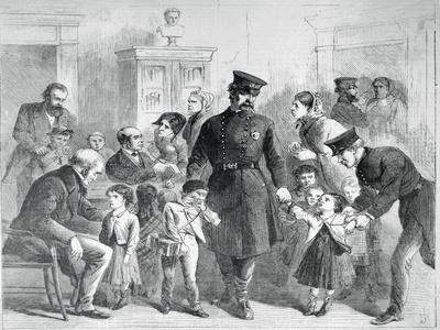 'Illustration of Police and Official with Beggars of the Street' Giclee ...
