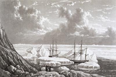 Illustration of the Hms Hecla and Griper Caught in Ice, August 1820 ...