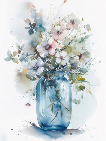 Pale Blue Bouquet Art Print - Incado | Art.com