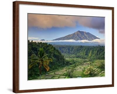 'Indonesia, Bali, Rendang Rice Terraces and Gunung Agung Volcano ...