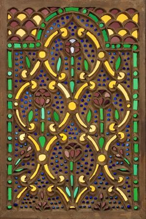 'Islamic Stained Glass Window with Four Yellow Ogives and a Red Rose ...