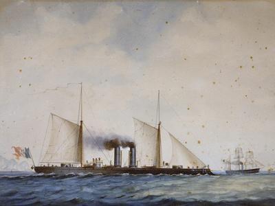 Italian Battleship Affondatore, 1866, 19th Century, Watercolor Giclee ...