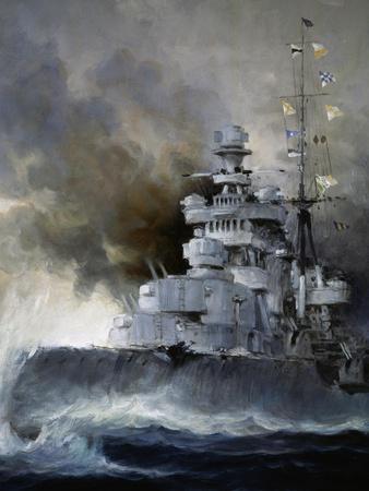 Italian Heavy Cruiser Pola in Action During Battle of Punta Stilo ...